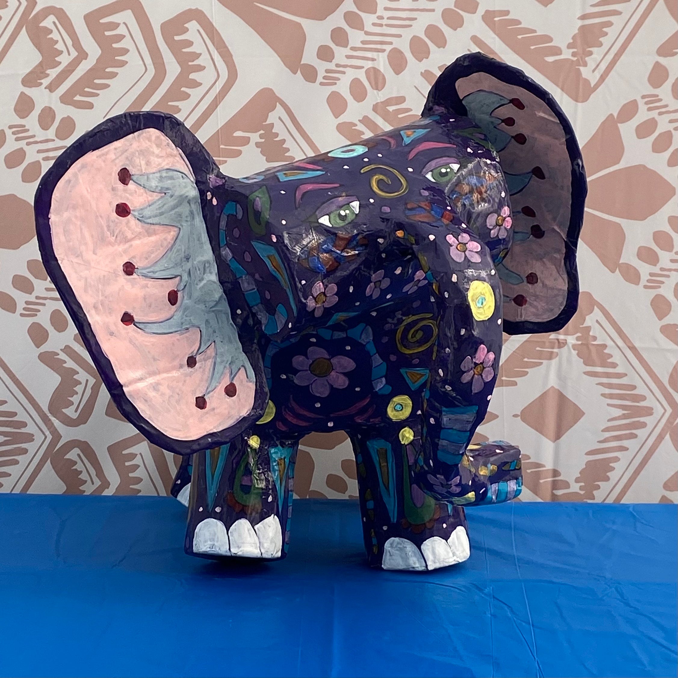 JET SETTER DARK PURPLE PAPER MACHE ELEPHANT | Technicolor Elephant Studios
