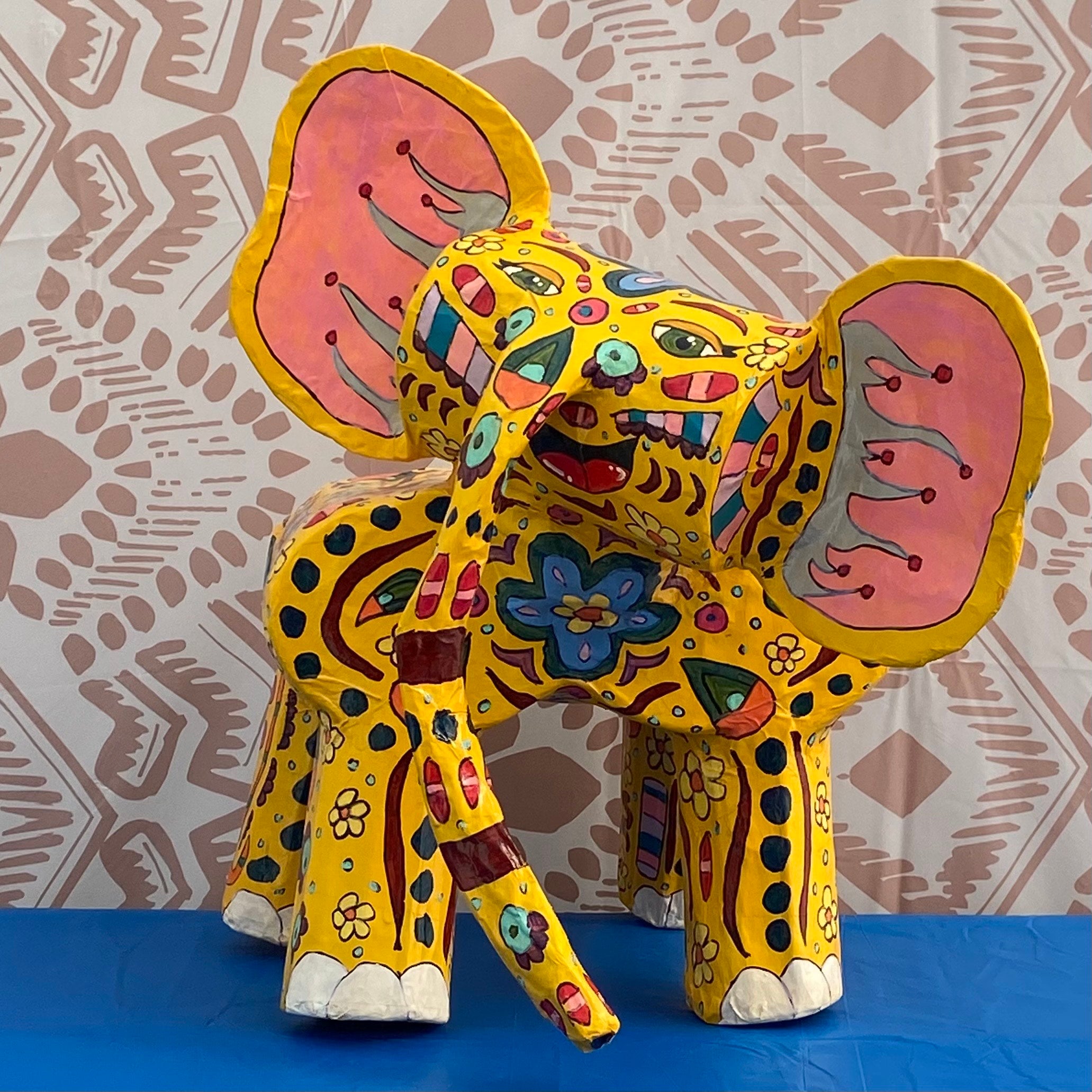 VINTAGE VIBE BOLD YELLOW PAPER MACHE ELEPHANT | Technicolor Elephant ...