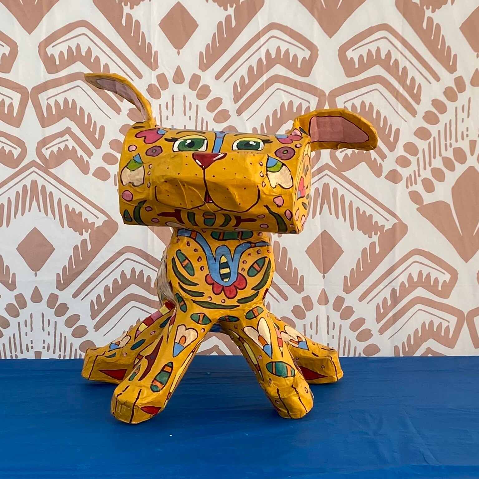 GOLDEN BOY GOLD YELLOW PAPER MACHE DOG | Technicolor Elephant Studios