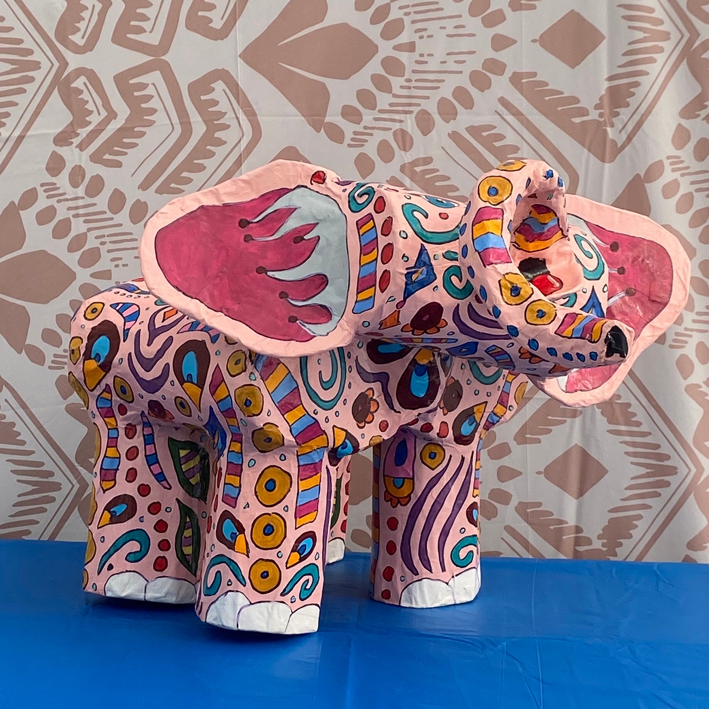 DELIRIUM PALE PINK PAPER MACHE ELEPHANT | Technicolor Elephant Studios